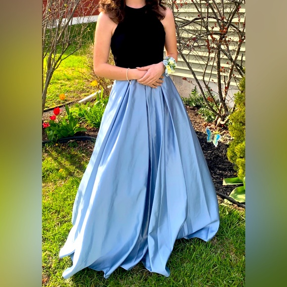 Laura | Dresses | Laura Formal Dress Baby Blue Satin And Black Bodice ...